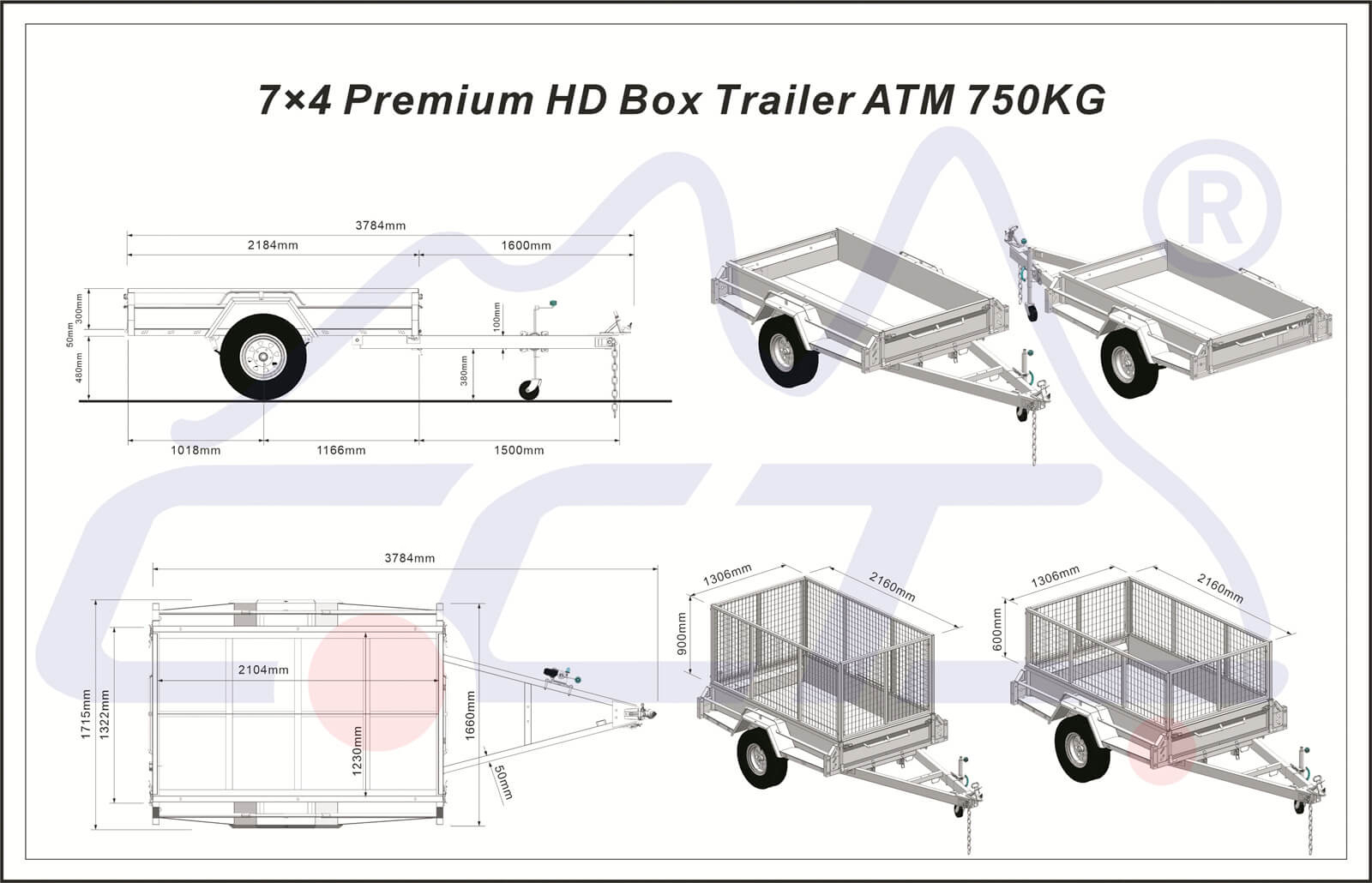 7x4 Premium Heavy-Duty Box Trailer 750kg ATM | CCT®