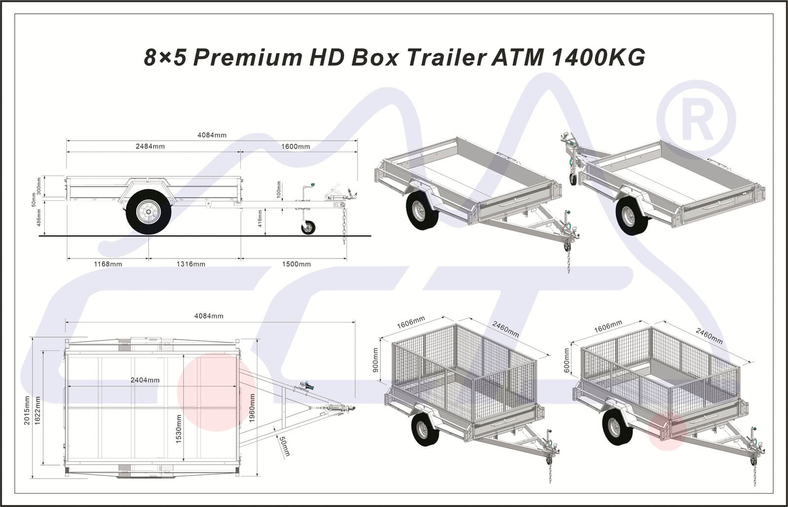 8x5 Premium HD Braked Box Trailer 1400kg ATM | CCT®