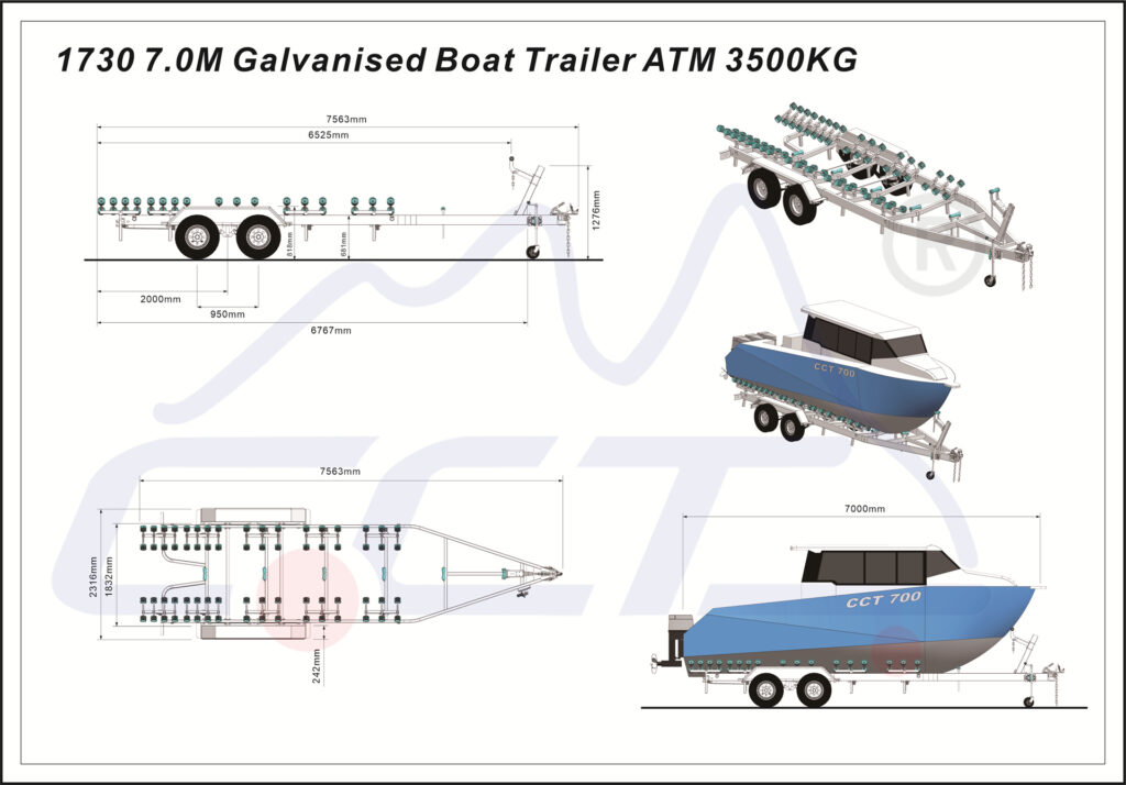 7.0M Galvanised Tandem Boat Trailer ATM-3500KG | CCT