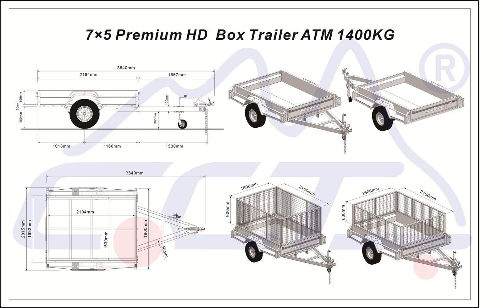 7x5 Premium Heavy-Duty Box Trailer For Sale ATM-750kg | CCT®